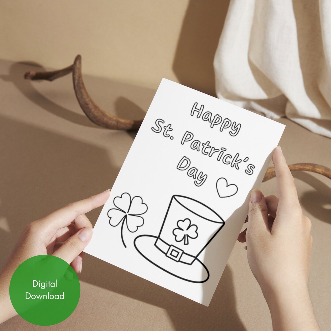 Color Your Own St. Patrick' Day Card, Leprechaun, Printable Card ...
