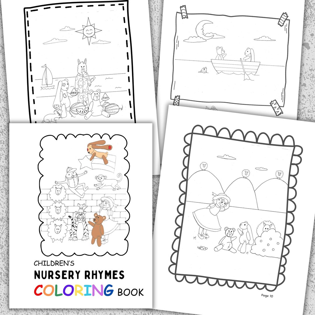 Nursery Rhymes Coloring Book: Hand-drawn Fairytale Characters - Etsy