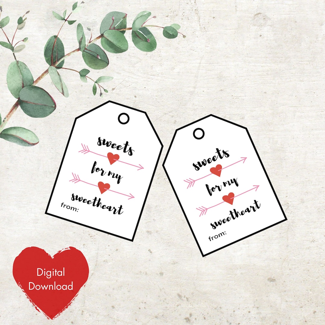Sweet Valentine's Day Printable Gift Tags, Happy Valentine's Day Candy ...
