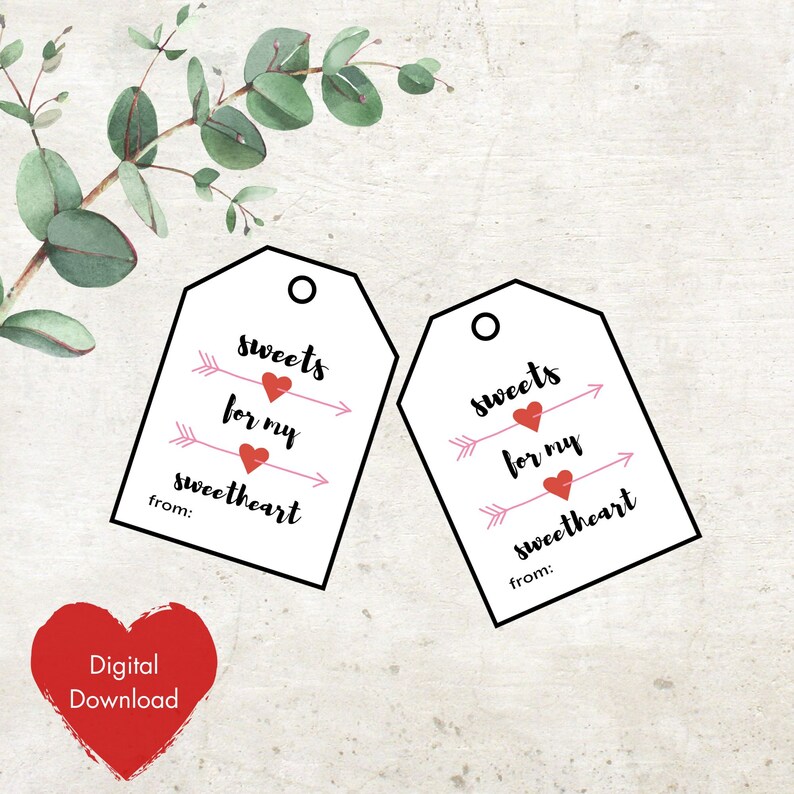 Sweet Valentine's Day Printable Gift Tags, Happy Valentine's Day ...
