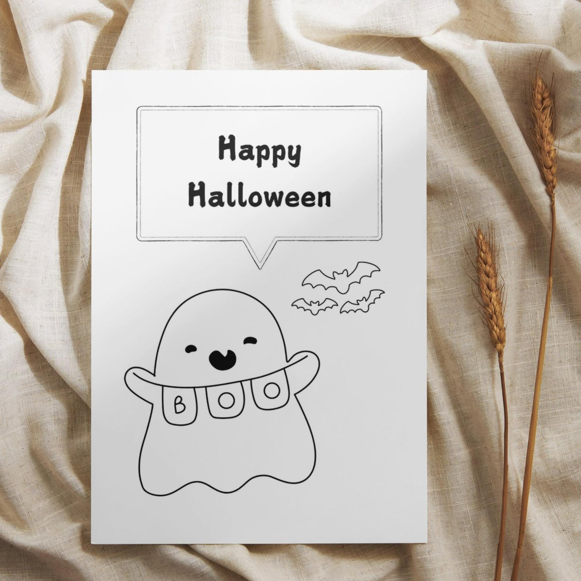 Color Your Own Halloween Ghost Card, Blank Cards, Kids Crafts, Coloring ...