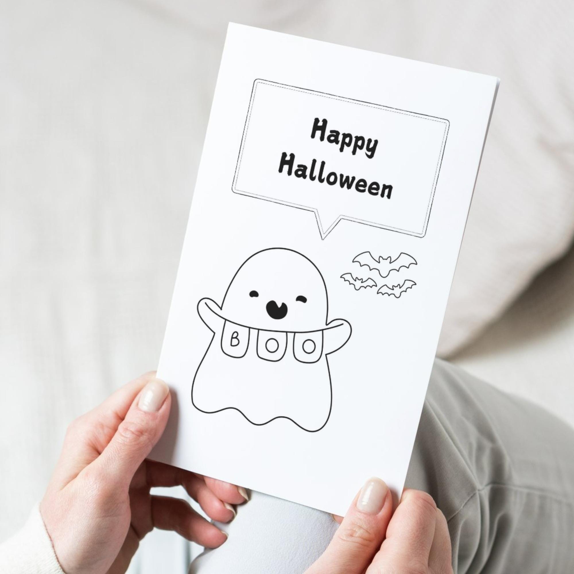 Color Your Own Halloween Ghost Card, Blank Cards, Kids Crafts, Coloring ...