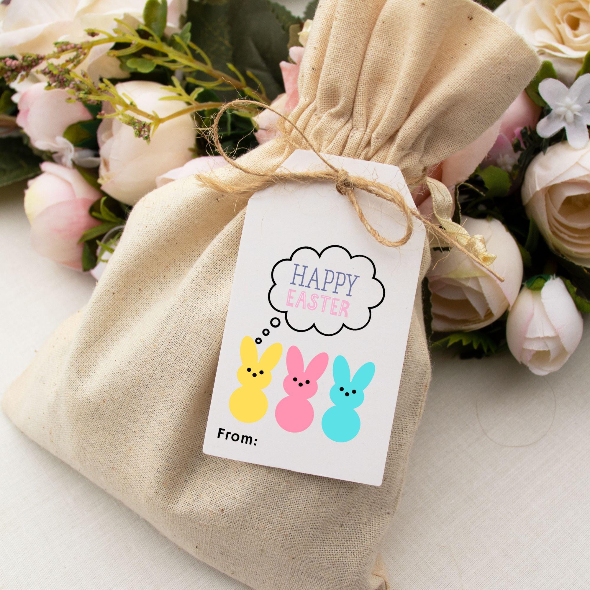 Colorful Peeps Printable Gift Tags, Happy Easter, Gift Labels, Instant ...