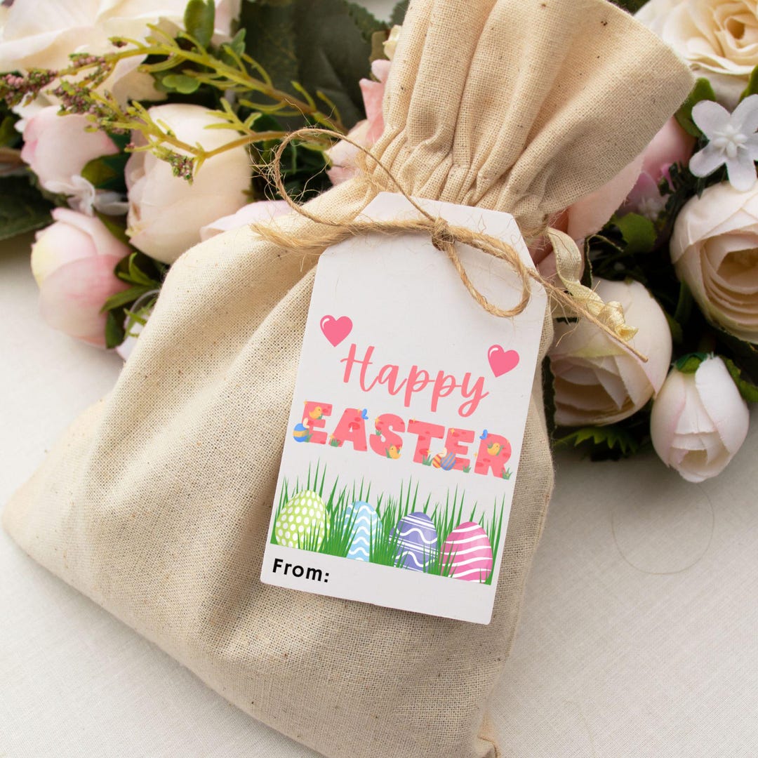 Printable Happy Easter Gift Tags: Spring Basket Decor (digital Download ...