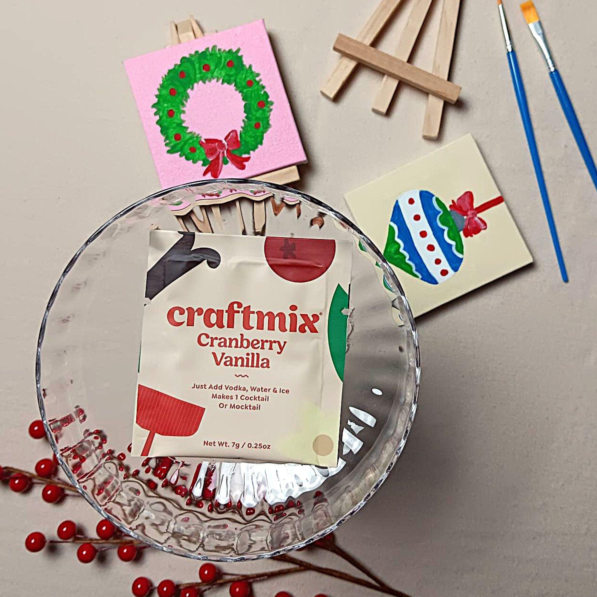 Christmas Painting Party Kit, Canvas, Easel, Acrylic Paint, Cocktail ...