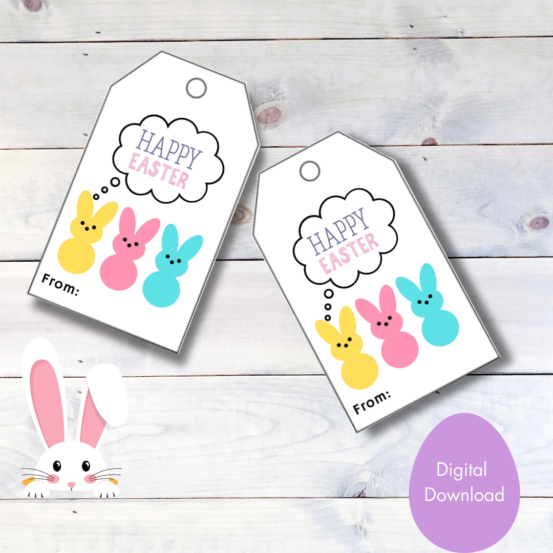 Colorful Peeps Printable Gift Tags, Happy Easter, Gift Labels, Instant ...