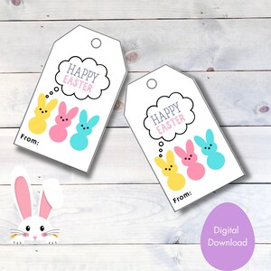Colorful Peeps Printable Gift Tags, Happy Easter, Gift Labels, Instant ...