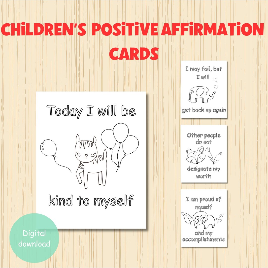 Color Your Own Children's Positive Affirmation Cards, Printable ...