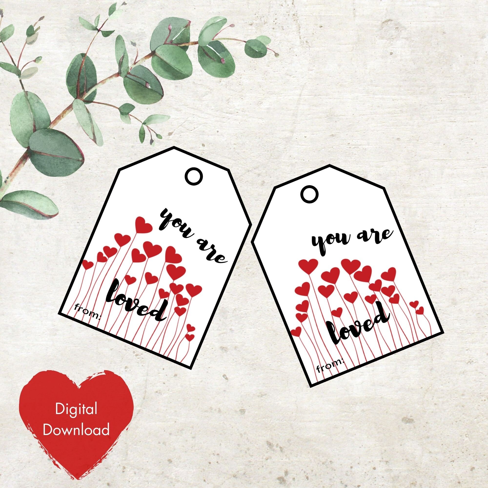 Happy Valentine's Day Printable Gift Tags, Red Hearts Valentines Candy ...