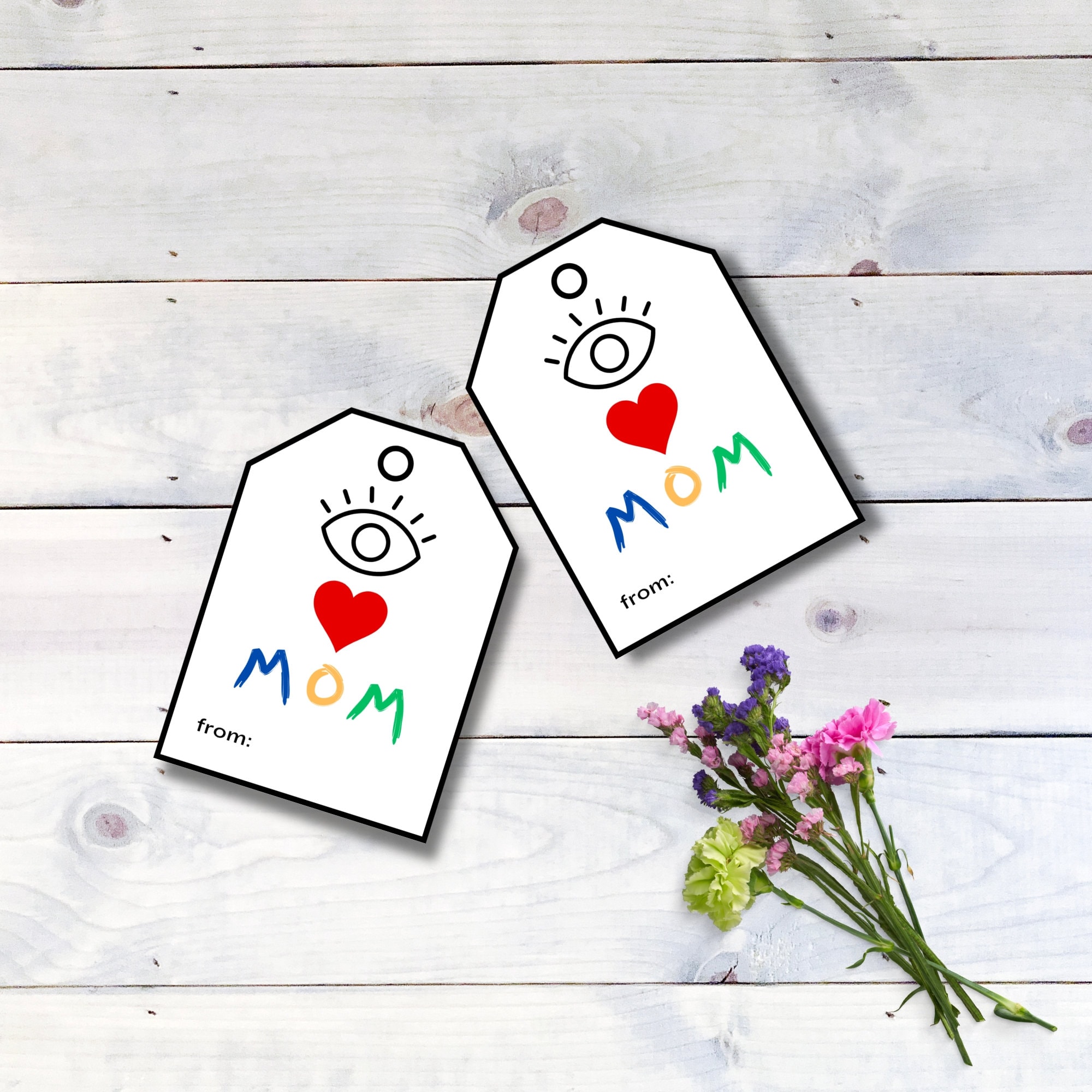 I Heart Mom, Red Heart Mother's Day Gift Tag, Printable, DIY Mother's ...