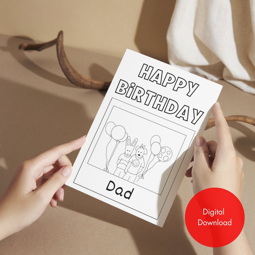 Color Your Own Dog Birthday Card for Dad (printable Digital Download ...