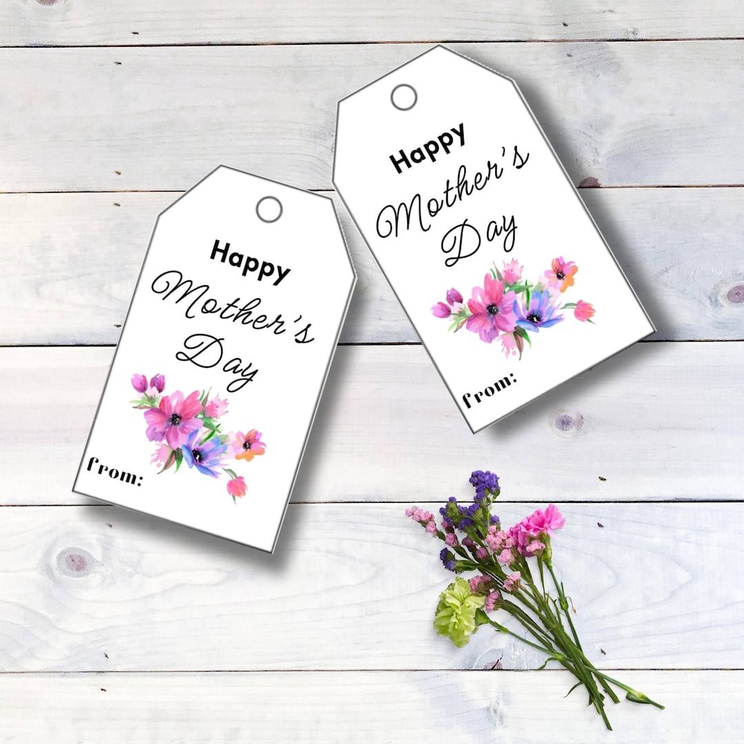 Purple Flowers Mother's Day Printable Gift Tag, Handmade Mother’s Day ...