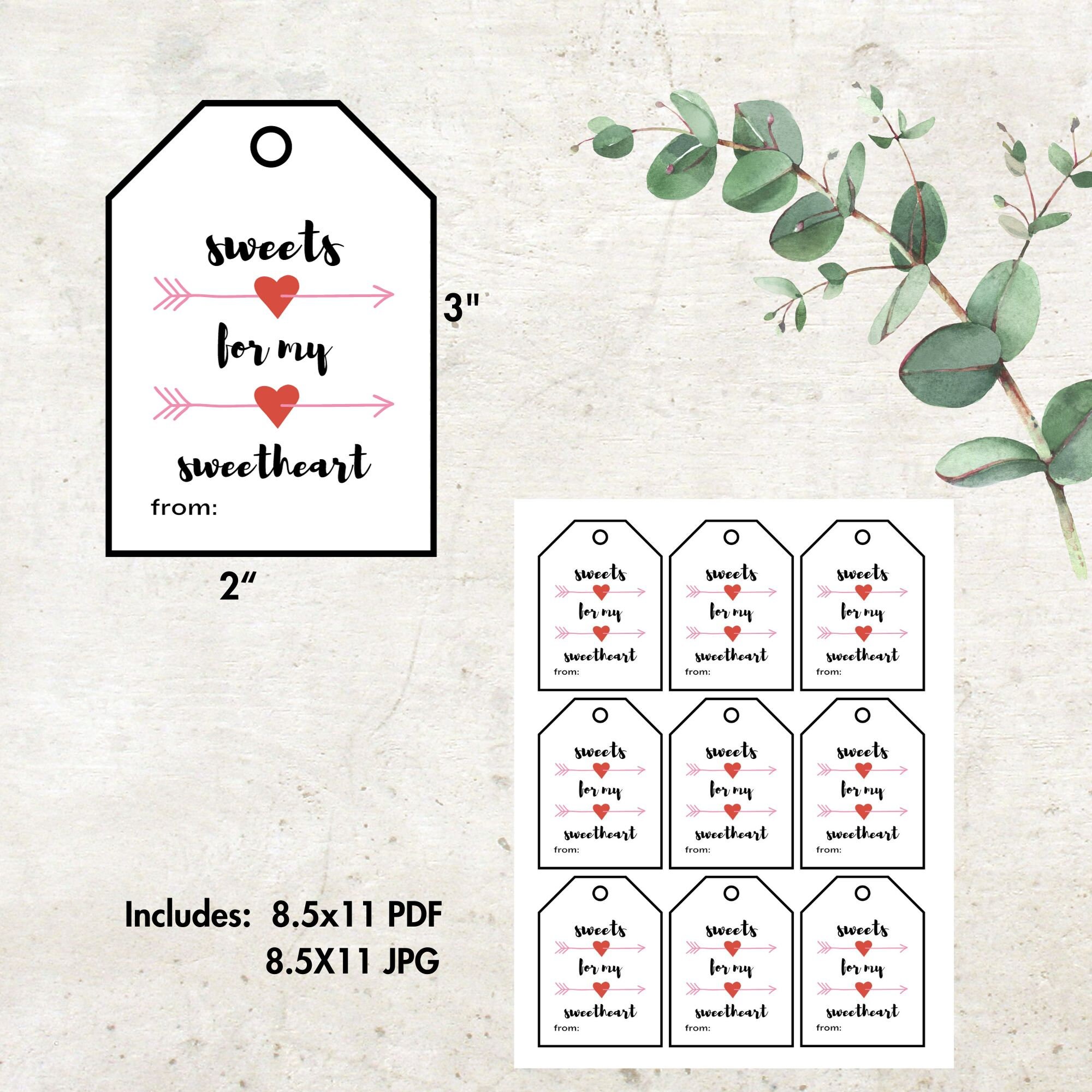 Sweet Valentine's Day Printable Gift Tags, Happy Valentine's Day ...