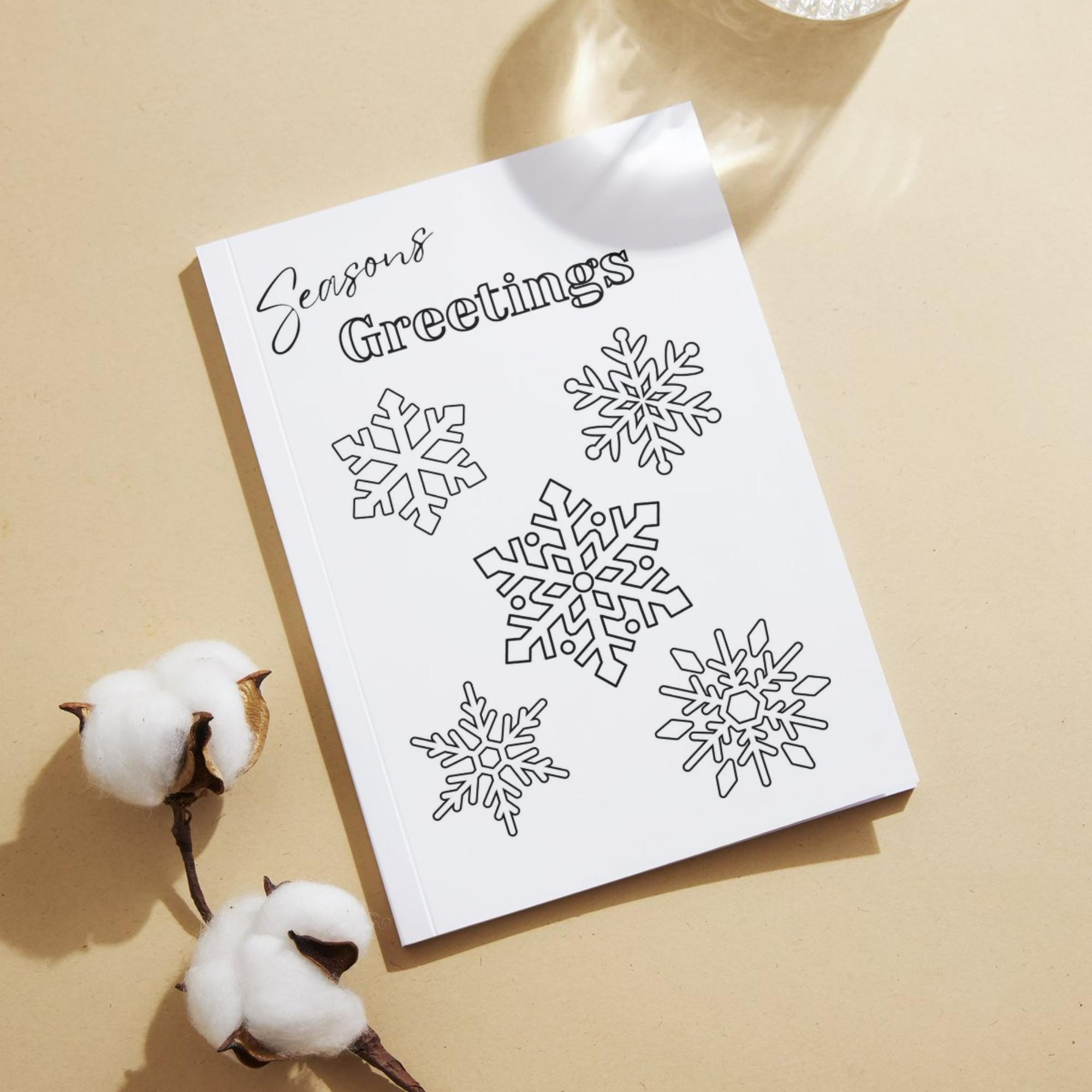 Color Your Own Printable Snowflake Christmas Card, Blank Greeting Card ...