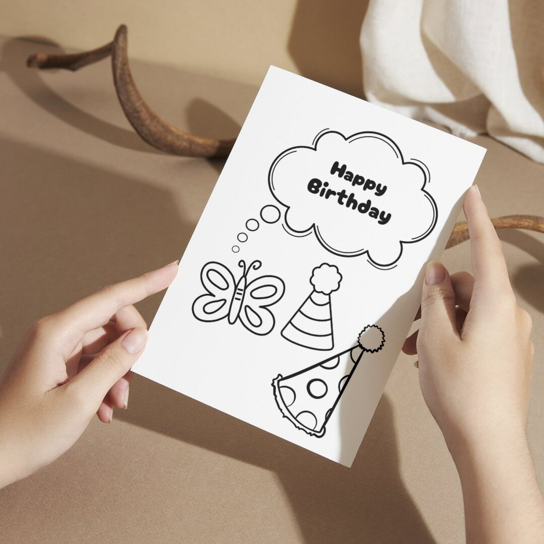 Butterfly Birthday Card: Color-your-own Kids Printable (PDF) - Etsy