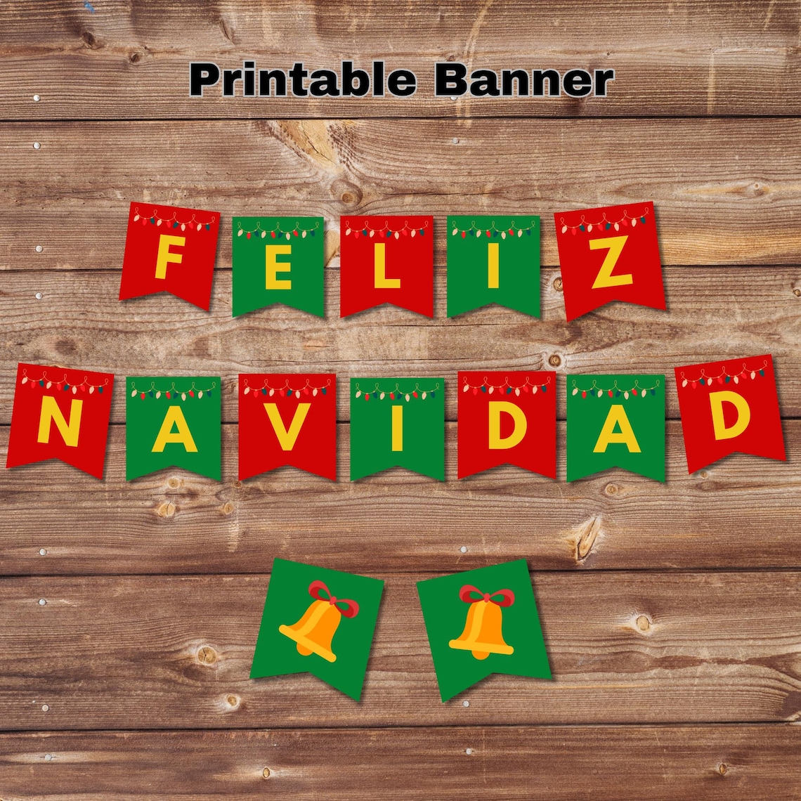 Feliz Navidad Printable Banner: Spanish Christmas Garland (digital ...