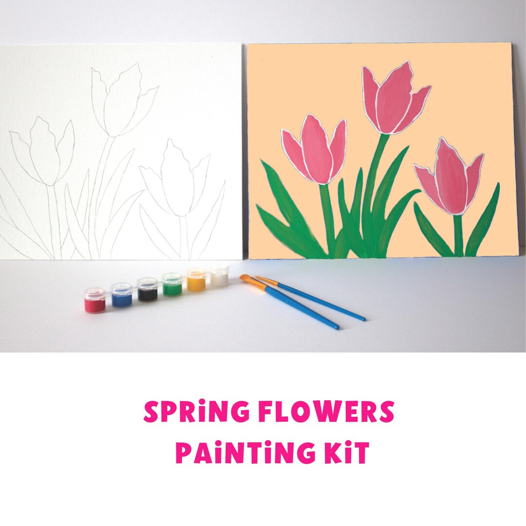 Spring Tulip Flowers Painting Kit for Adults, Includes Paint Brushes ...