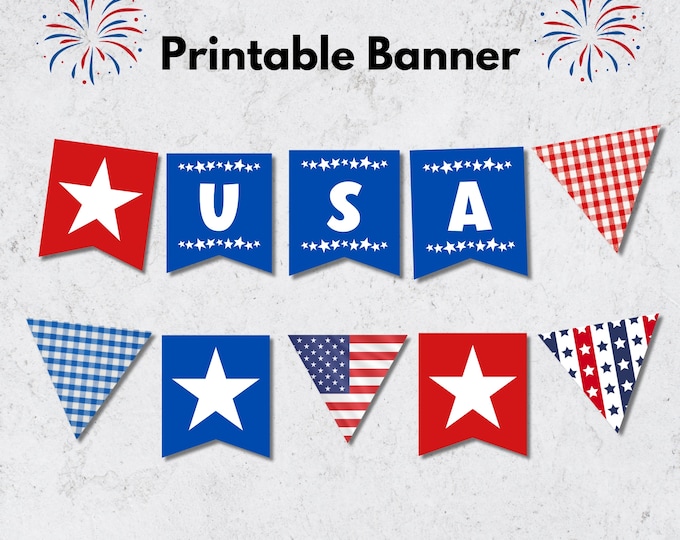 Printable Memorial Day Pennant | Instant Download Banners, Party ...
