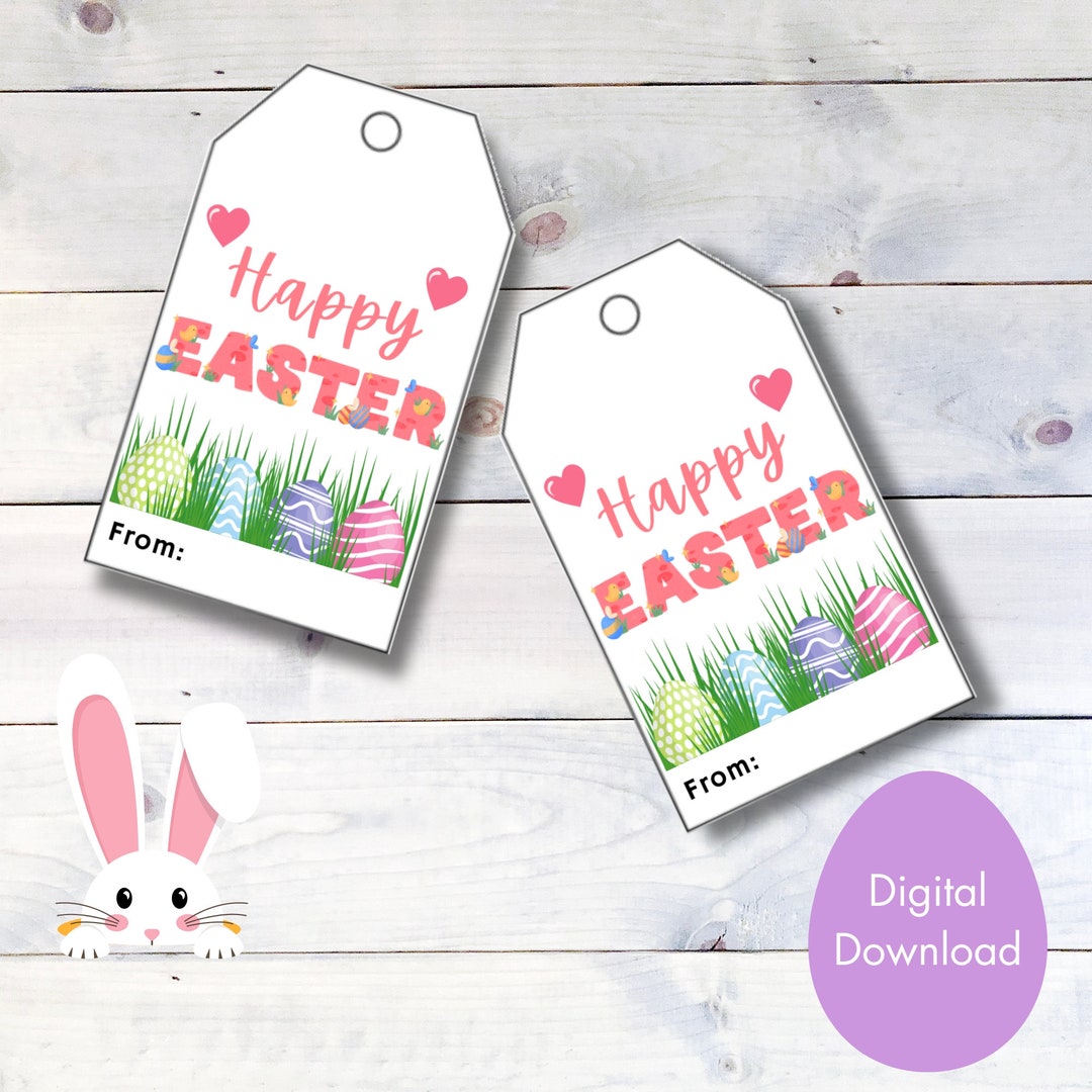 Easter Egg Gift Tags, Printable Gift Tag, Happy Easter, Pastel Colors ...