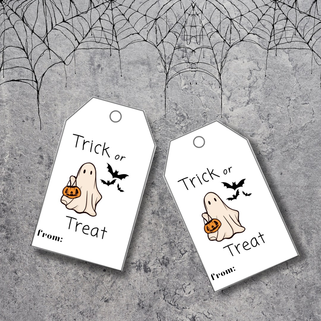 Halloween Ghost Treat Bag Gift Tags, Party Favors, Instant Download ...