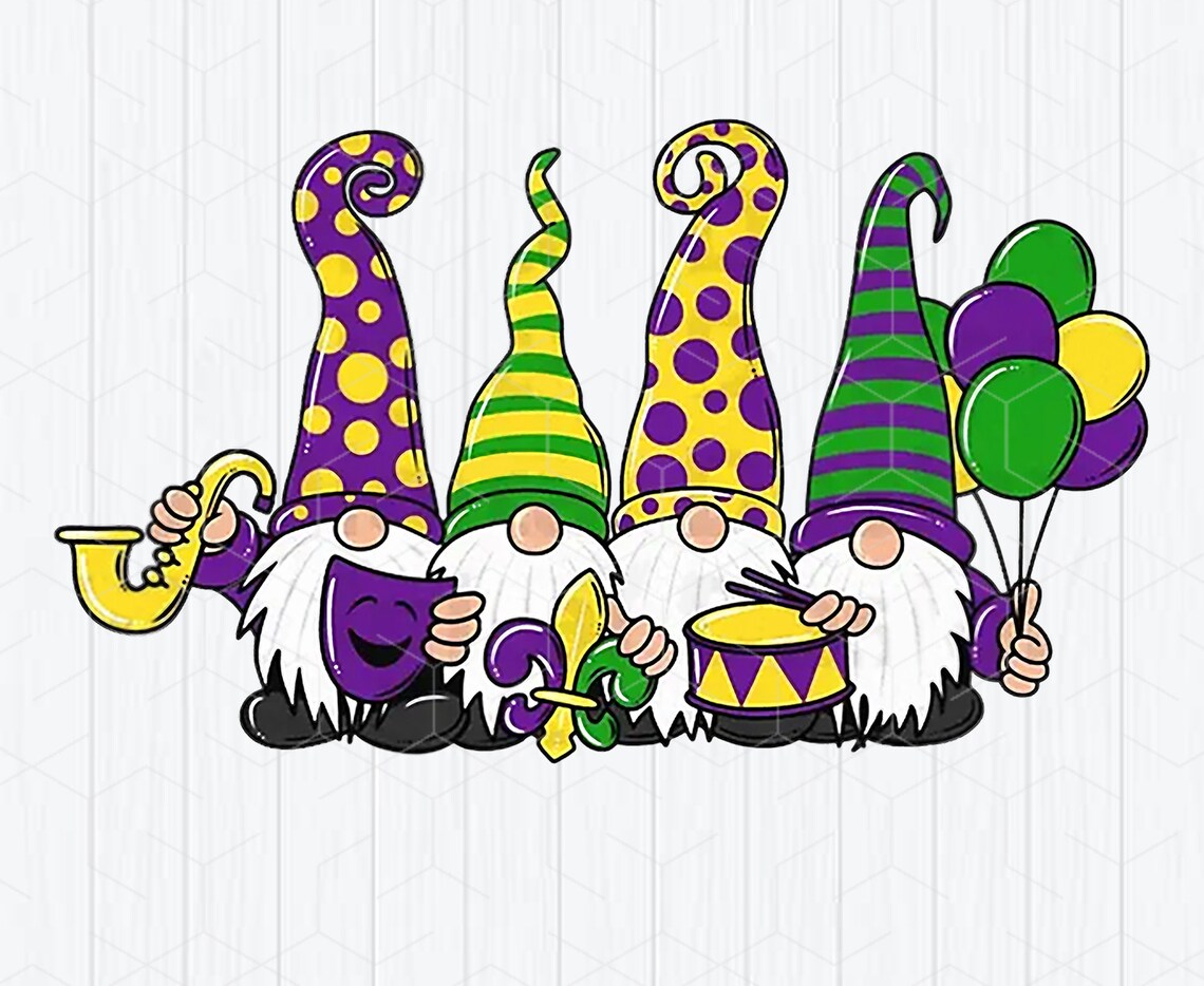 DT306 Mardi Gras Gnome Png, Mardi Gras Png, Gnome Png, Fleur De Lis ...