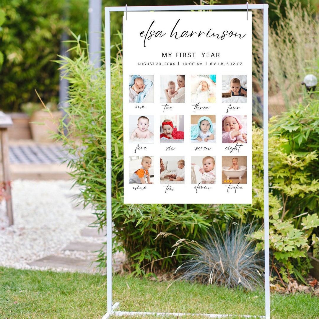 Baby's First Year Poster Printable, Modern Birthday Instant, First ...