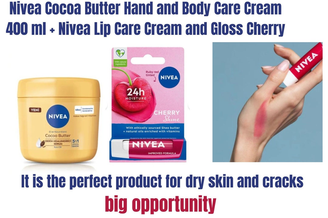 Nivea Cocoa Butter Hand and Body Care Cream Nivea Lip Care Cream and ...