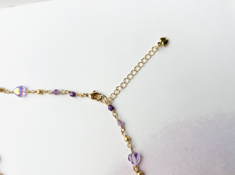 Purple Heart Locket Necklace - Delicate Gold Plated Choker ...