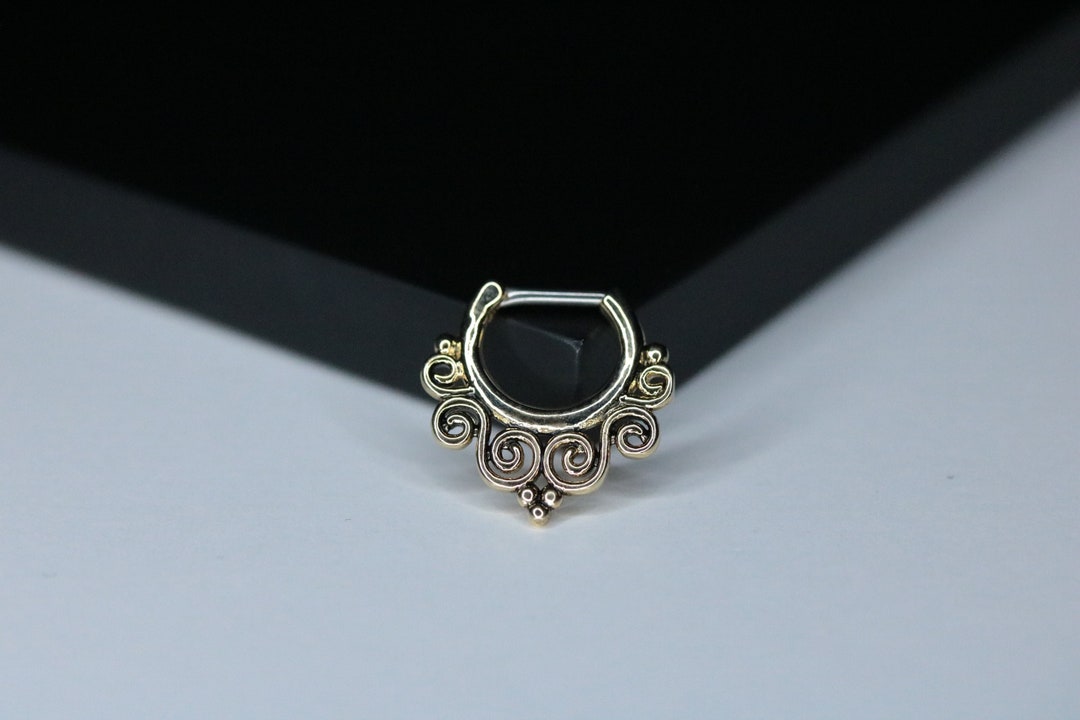 16G Gold Tribal Swirls Septum Rings, 316L Surgical Steel Septum Jewelry ...