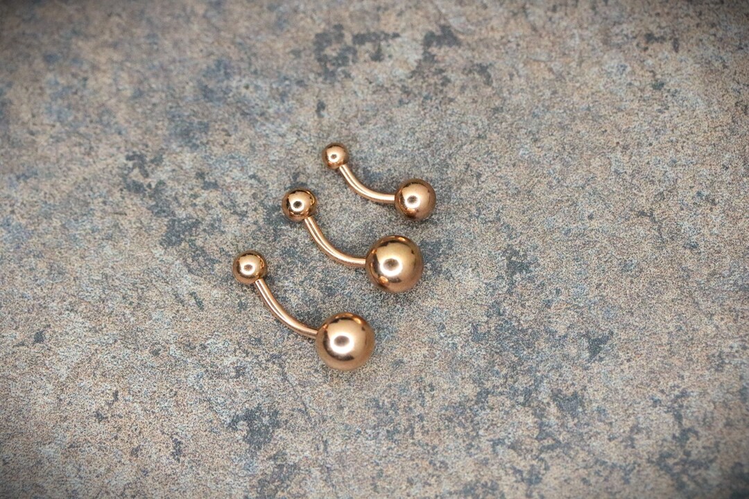Simple Belly Button Ring, Rose Gold Ball Head Navel Ring, 14G Surgical ...