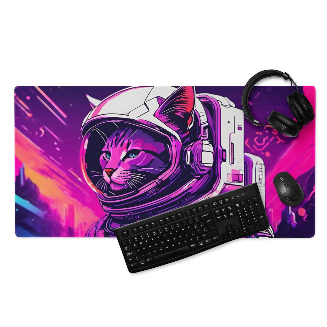 Custom Deskmat Astronaut Cat Desk Mat SC-5 Gaming Pad for Laptop ...