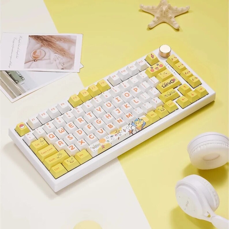 Anime Keycaps 126 PC Pokemon Pikachu Theme for Mechanical Keyboards MX ...
