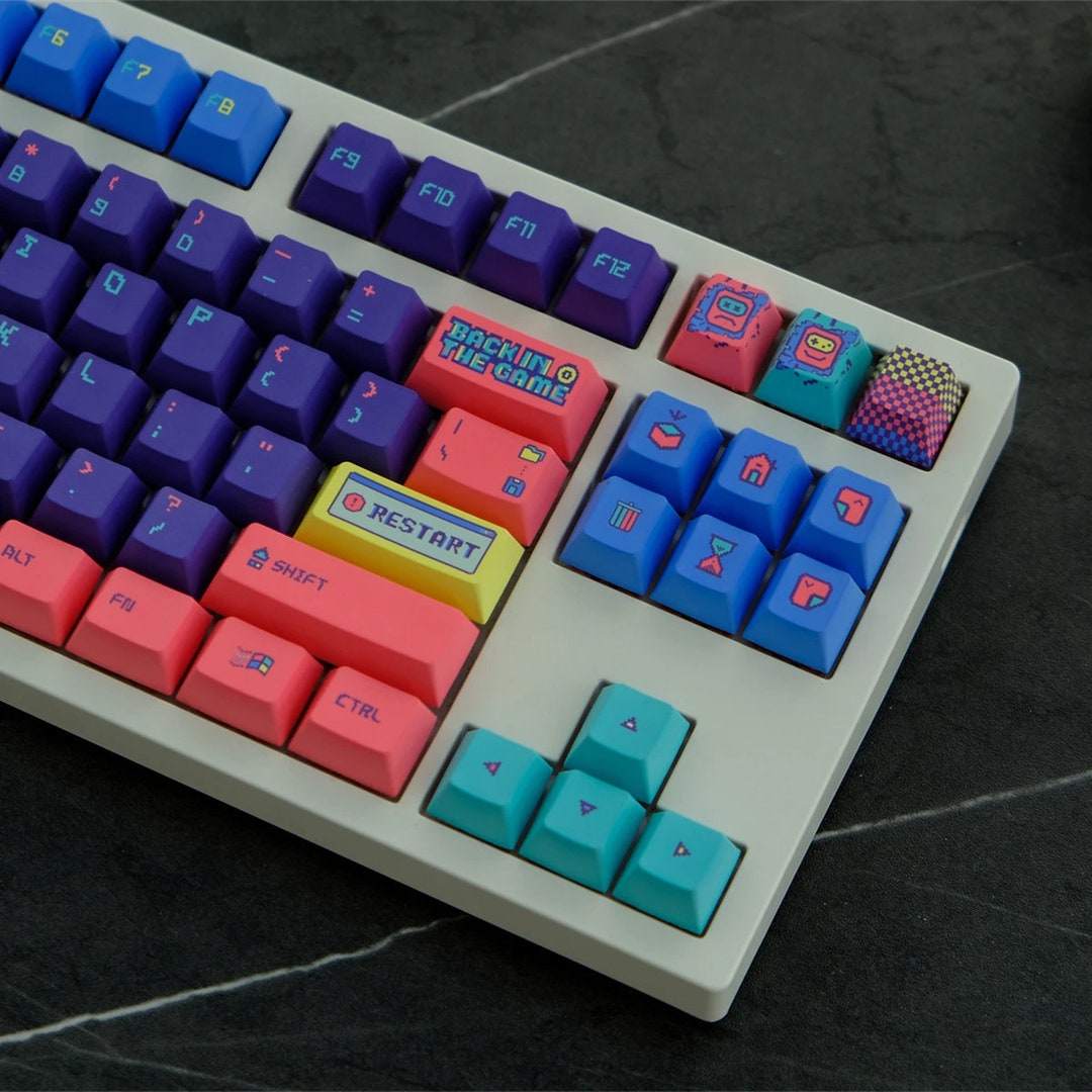 Custom Retro Keycaps 129 Pcs Back in the Game Theme for Mechanical ...