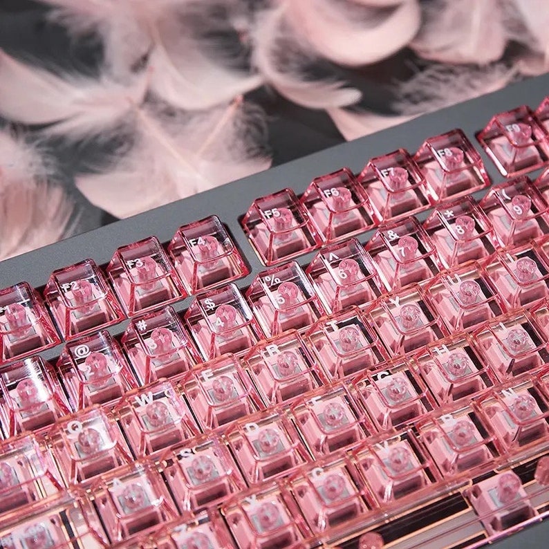 Custom Backlit Keycaps 157 Pcs for Gamers Transparent Pink Crystal ...