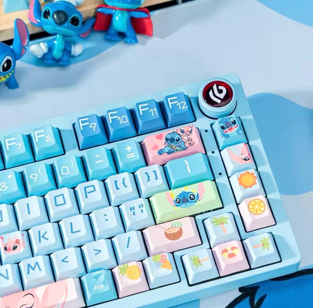 Custom Cartoon Keycaps 137 Pcs Stitch Theme for Mechanical Keyboards ...