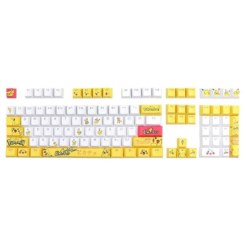Anime Pokemon Pikachu Custom Backlit Keycaps 108 Pcs for Mechanical ...