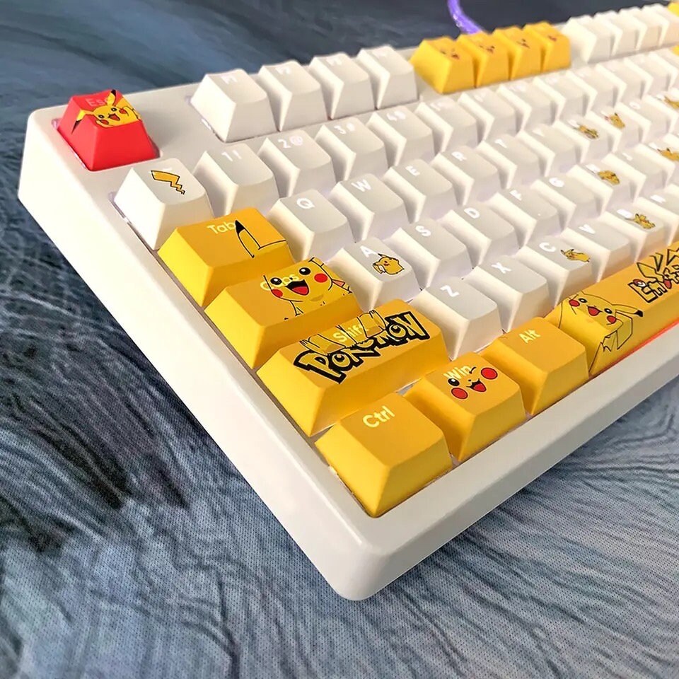 Anime Pokemon Pikachu Custom Backlit Keycaps 108 Pcs for Mechanical ...