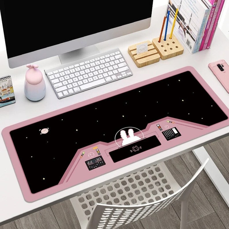 Custom Gaming Desk Pad Cyber Bunny Theme for Keyboards Mouse - Etsy