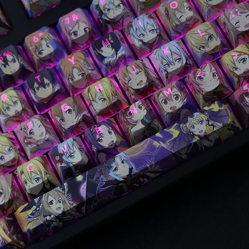 Custom Backlit Anime Keycaps 108 Pcs Cute Girl Theme for Mechanical ...