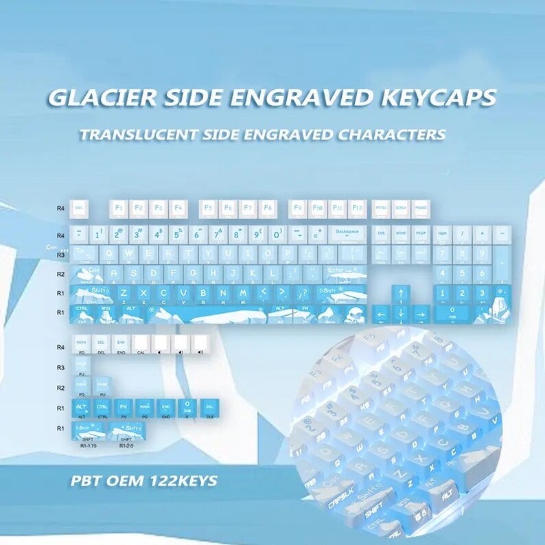Backlit Keycaps 122 Keys for Mechanical Keyboards Translucent Keys ...