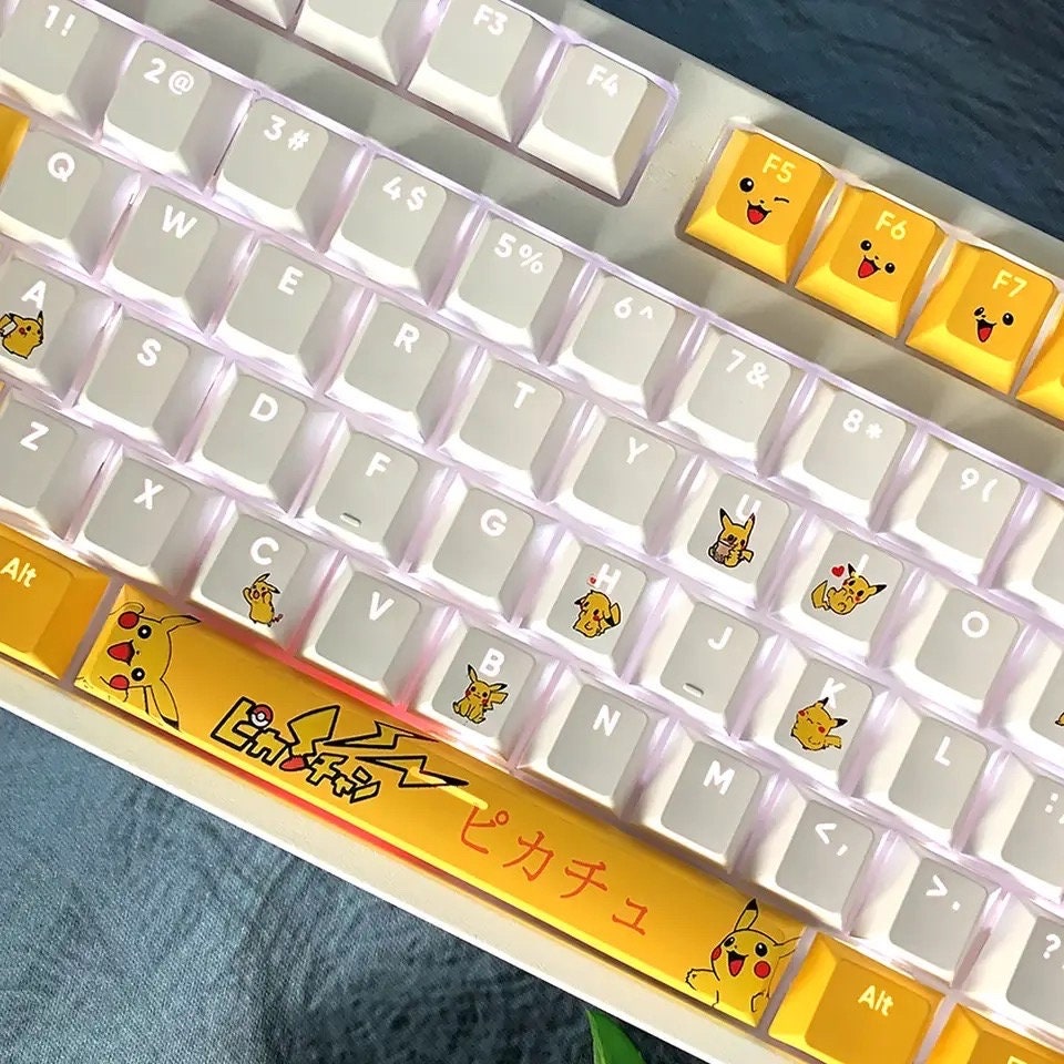 Anime Pokemon Pikachu Custom Backlit Keycaps 108 Pcs for Mechanical ...