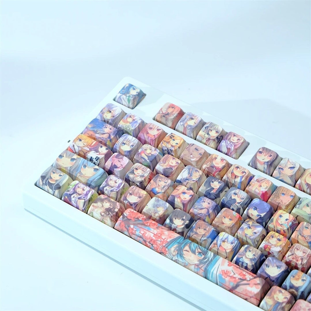 Custom Anime Keycaps 126 Pcs Cute Girl Theme for Mechanical Keyboards ...