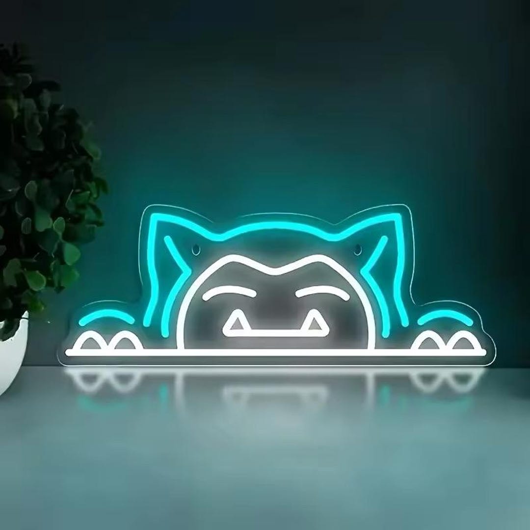 Custom Anime Neon Sign Pokemon Theme Snorlax LED Light Sign for Gamer ...