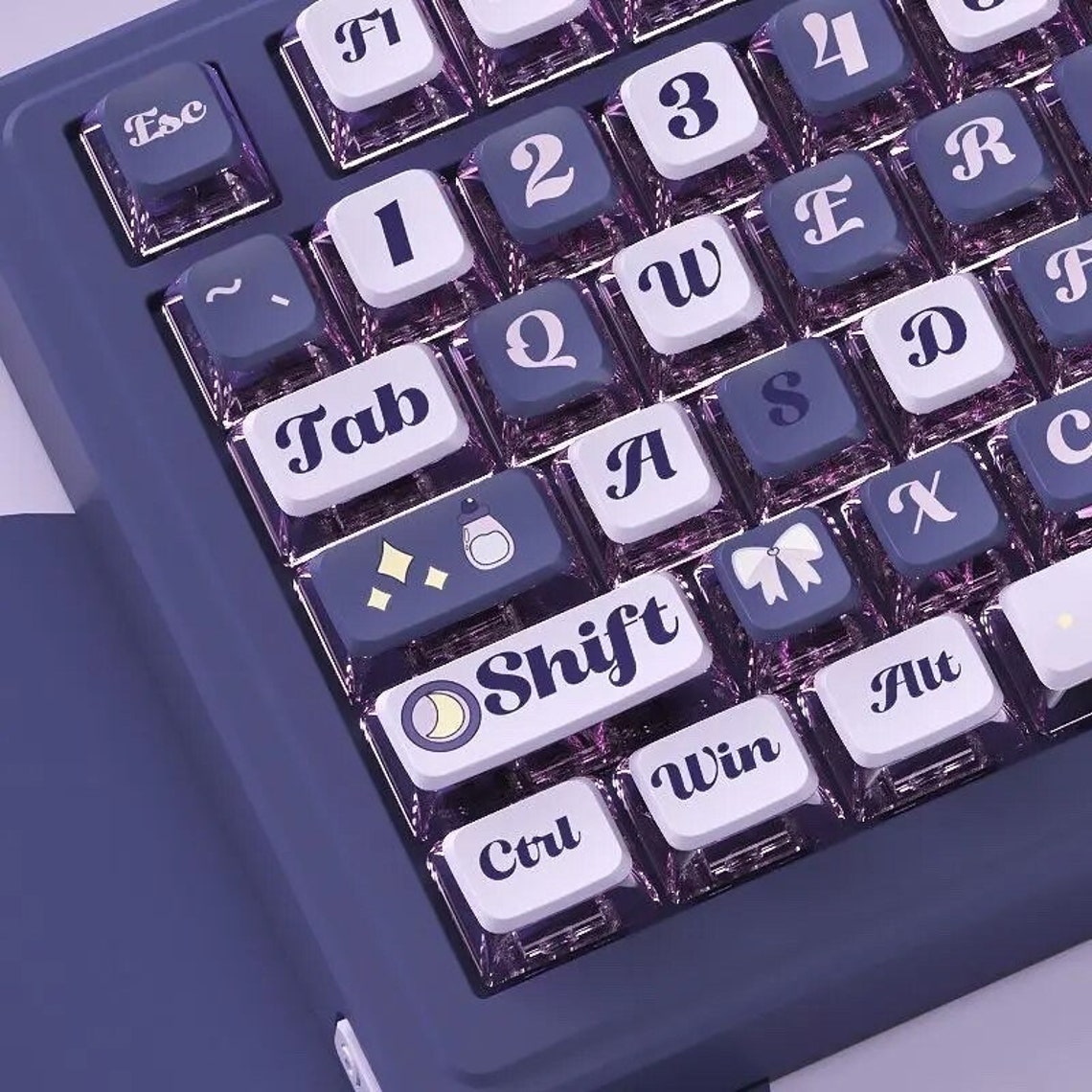 Custom Pudding Backlit Keycaps 126 Pcs for Mechanical Keyboards Purple ...