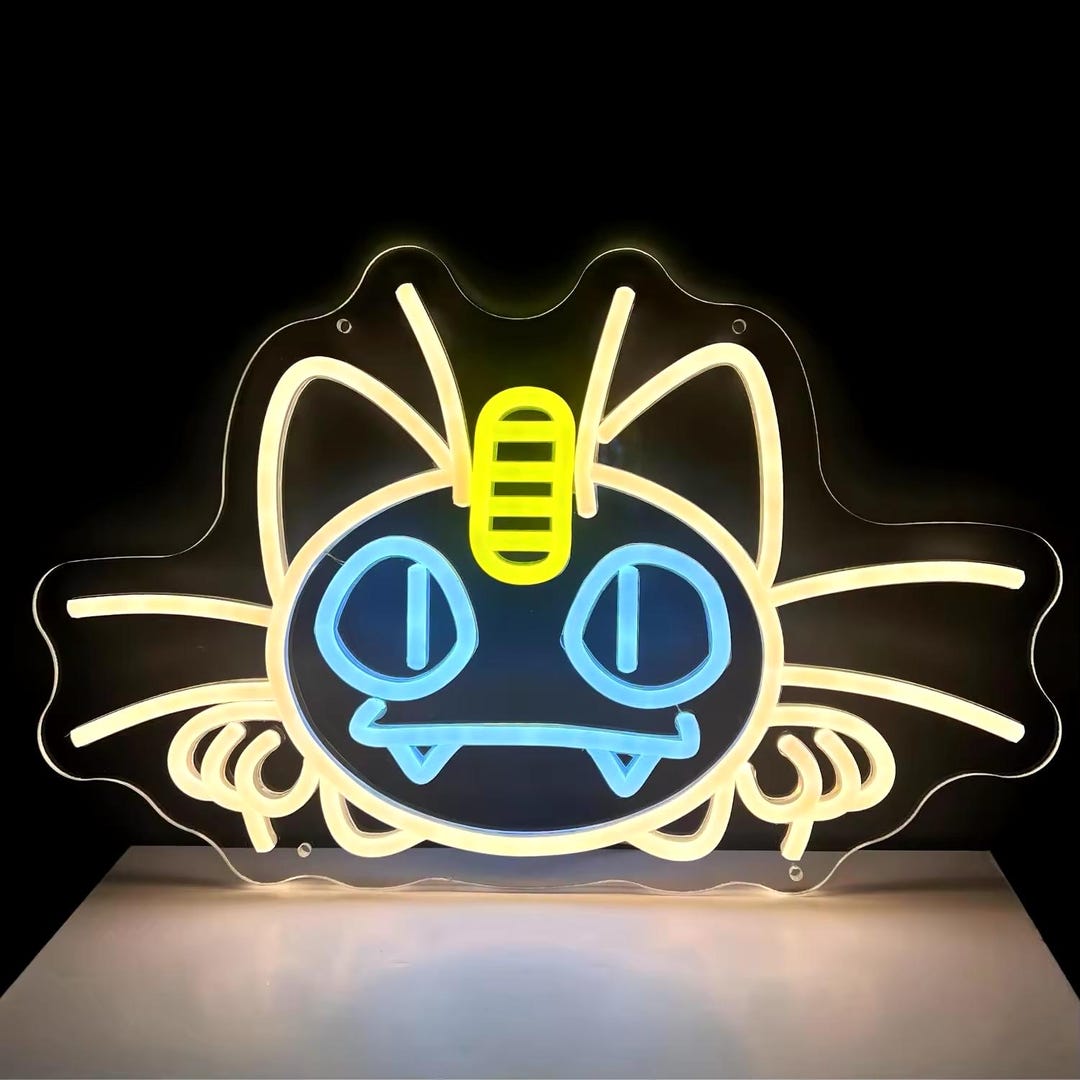 Custom Anime Neon Sign Pokemon Theme Meowth LED Light Sign for Gamer ...