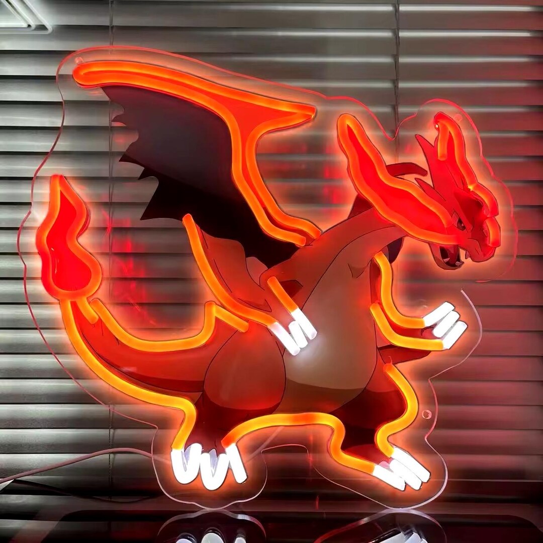 Custom Anime Neon Sign Pokemon Theme Charizard LED Light Sign for Gamer ...