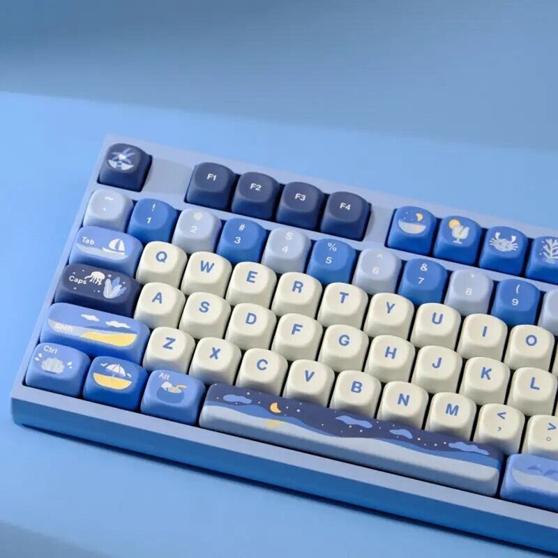 Custom Keycaps 129 Pcs Blue Whale Theme for Mechanical Keyboards MOA ...