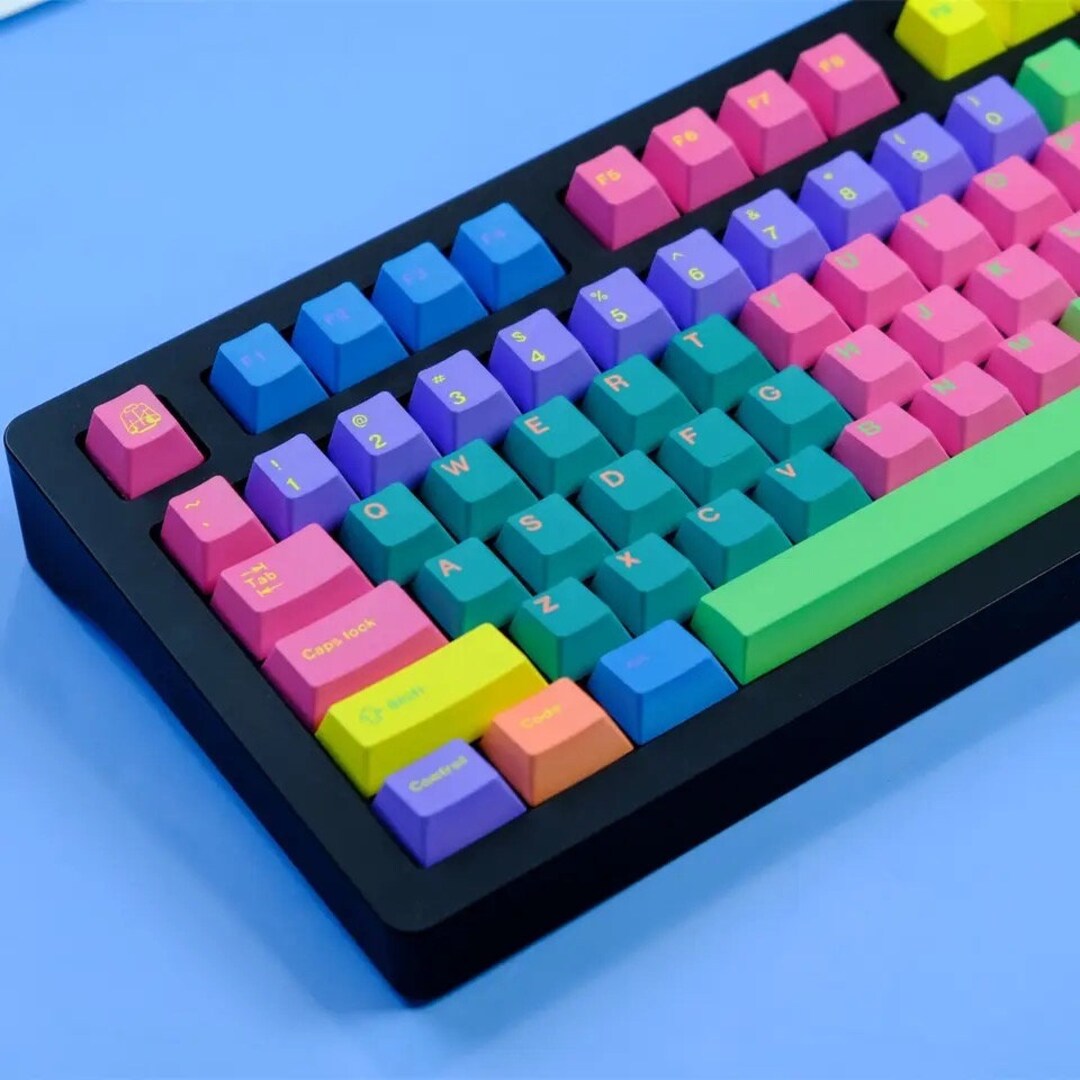 Custom Keycaps 129 PC Rainbow Theme for Mechanical Keyboards MX Switch ...
