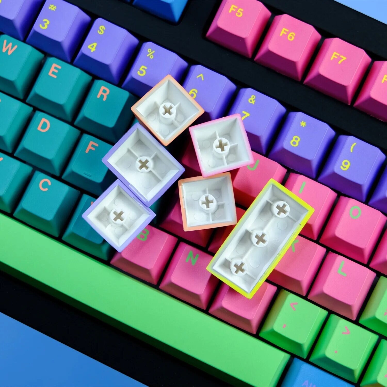 Custom Keycaps 129 PC Rainbow Theme for Mechanical Keyboards MX Switch ...