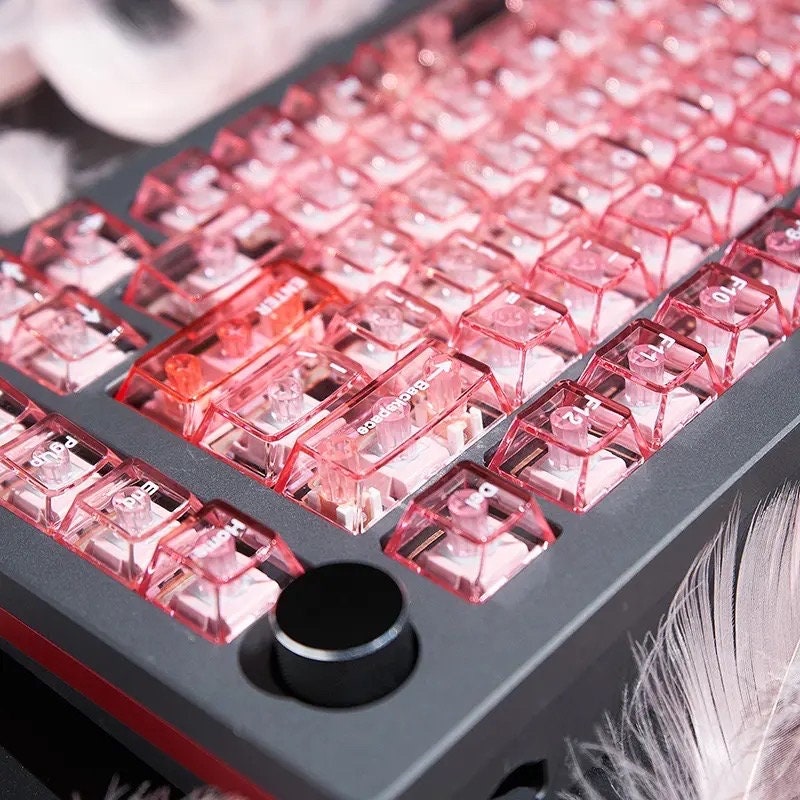 Custom Backlit Keycaps 157 Pcs for Gamers Transparent Pink Crystal ...
